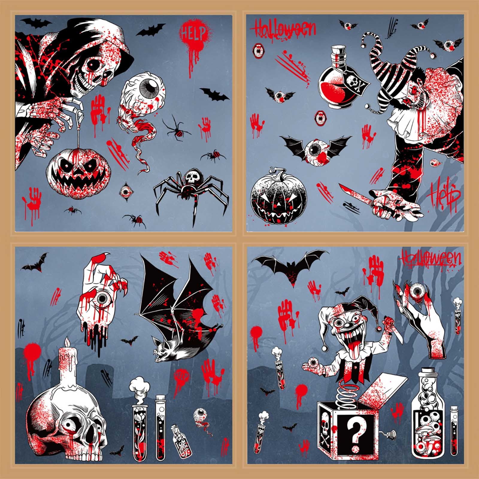 TOPRenddon Halloween Window Clings-Halloween Decorations Waterproof PVC ...