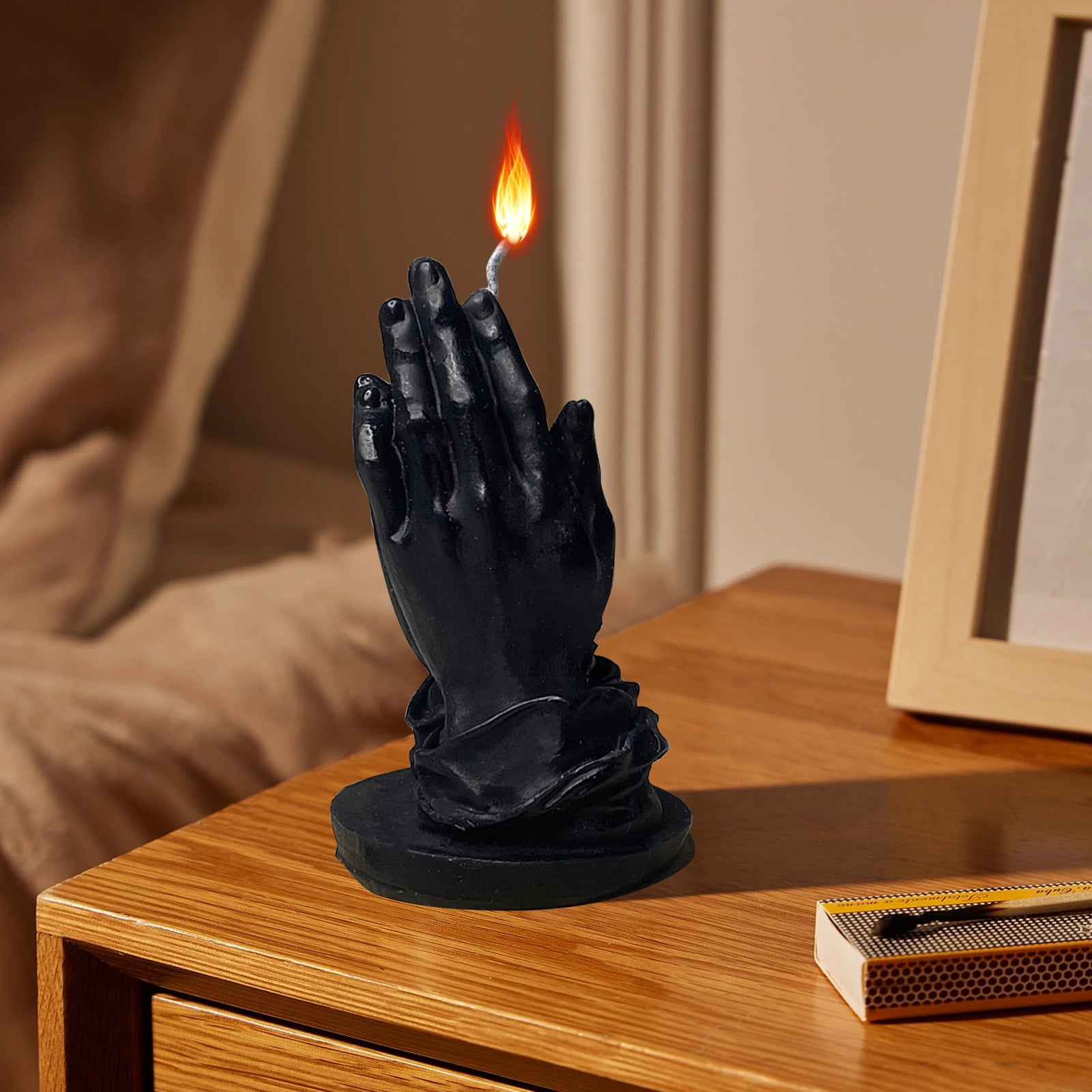 TOPReddon Hand Gesture Candles, Black Hands Together Prayer ...