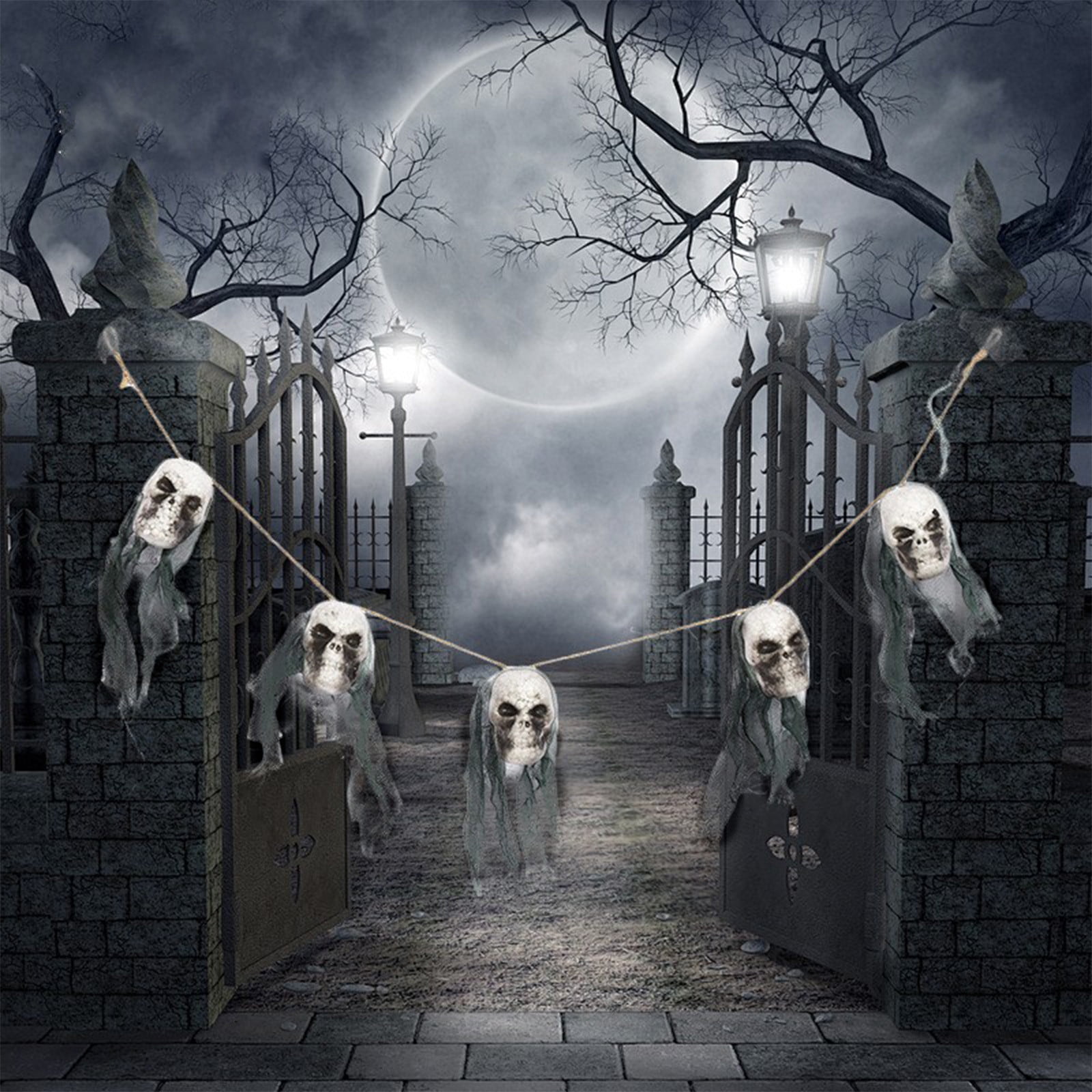 TOPRenddon Hanging Skeleton Ghost Halloween Decorations,Skull Gauze ...