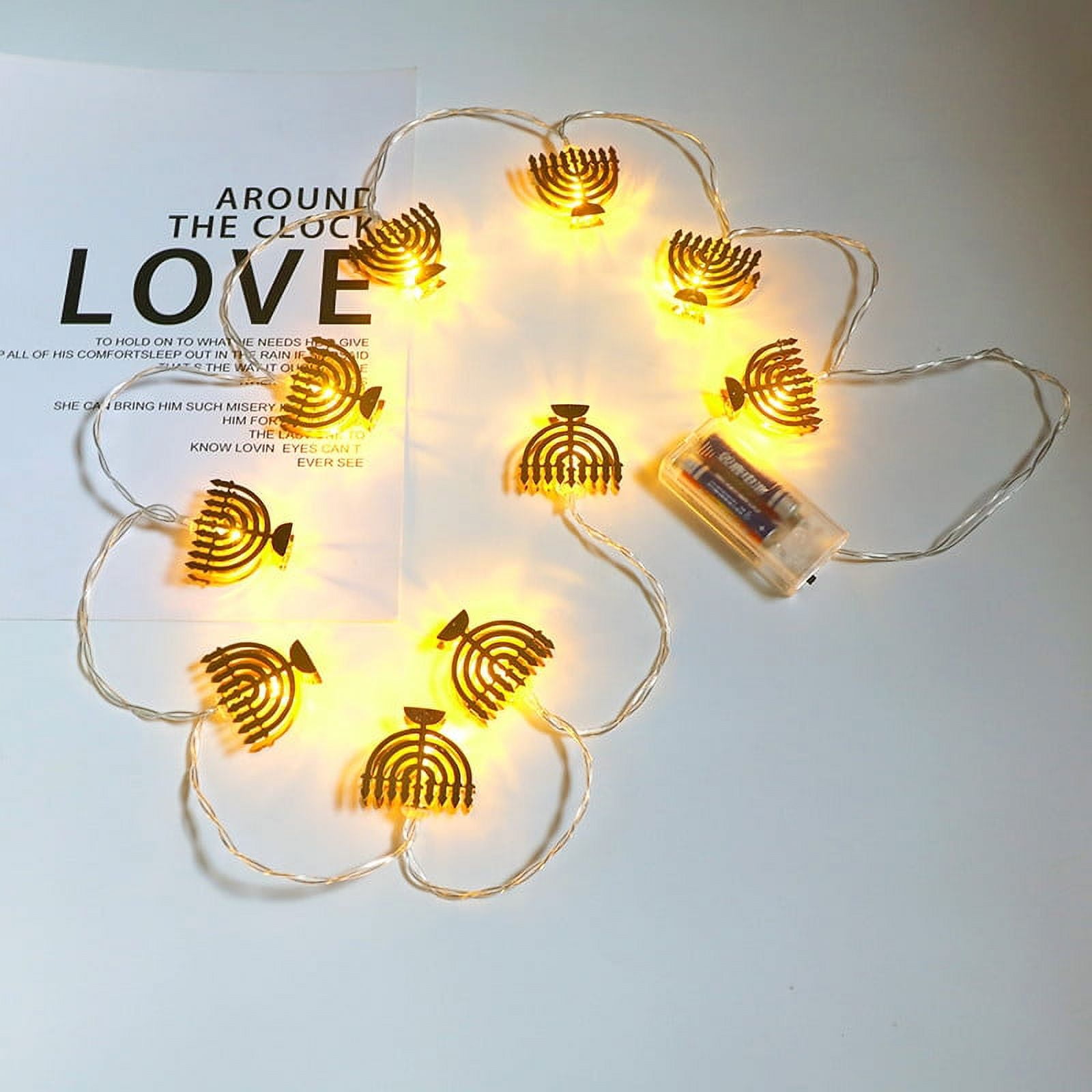 TOPRenddon Hanukkah Decorations Menorah 9 Branch String Lights, 5.4ft ...