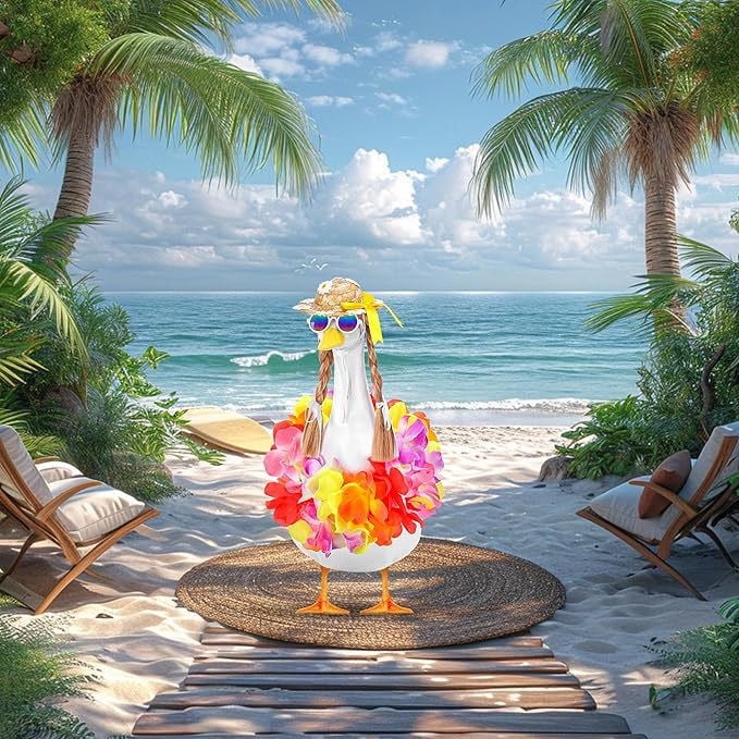 TOPRenddon Hawaiian Lawn Goose Decor Set | 4-Piece Summer Costume ...
