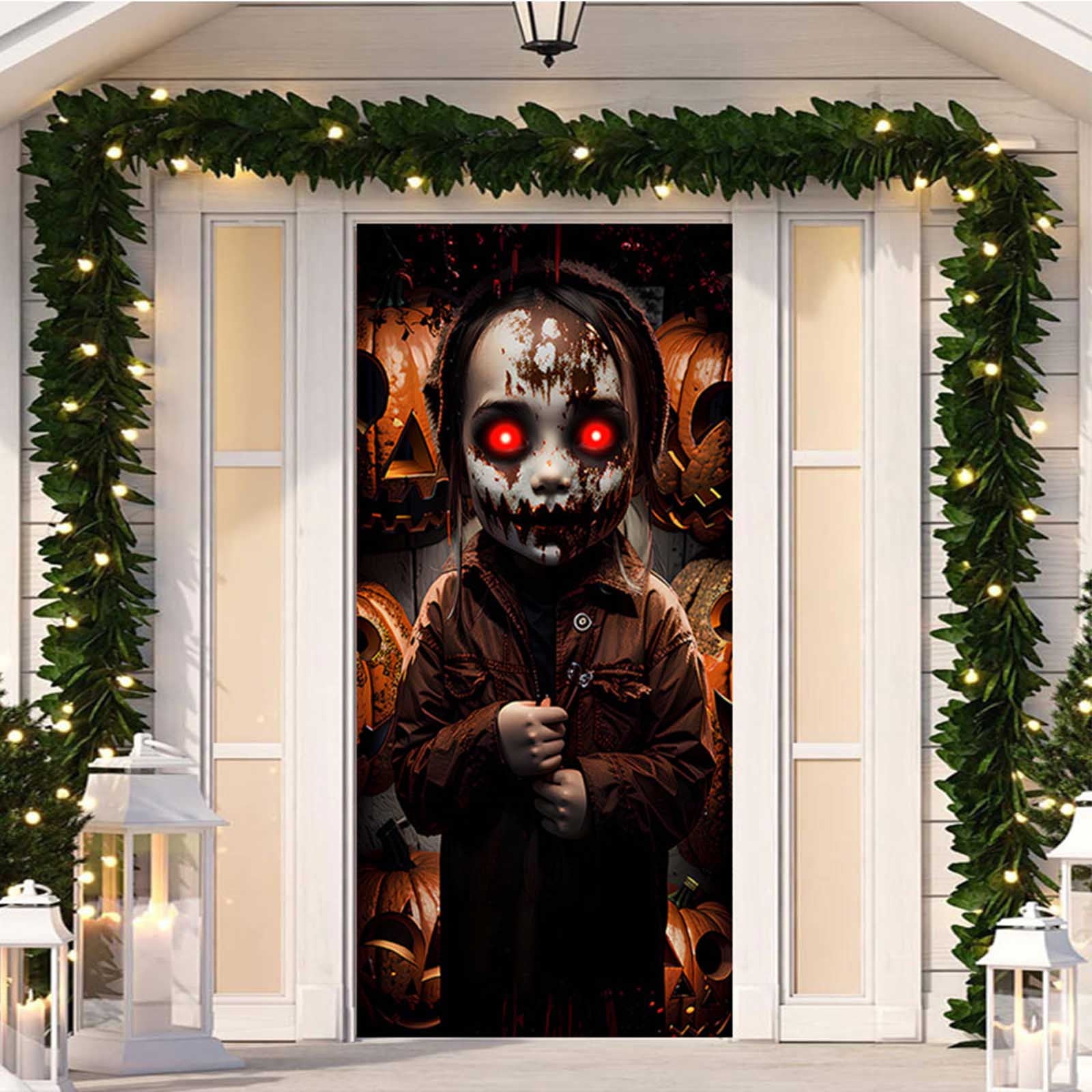 TOPRenddon Horror Banner Halloween Door Cover Party Decorations, Horror ...