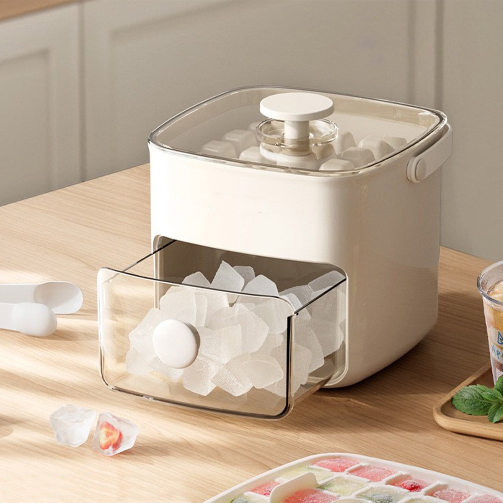 TOPRenddon Ice Trays for Freezer, Portable Ice Box with 50-Cube ...