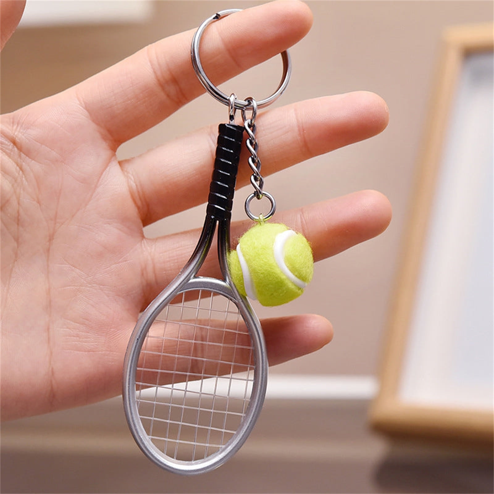 TOPRenddon Keychain Cute Festival Gift，Mini Tennis Racket Keychain ...