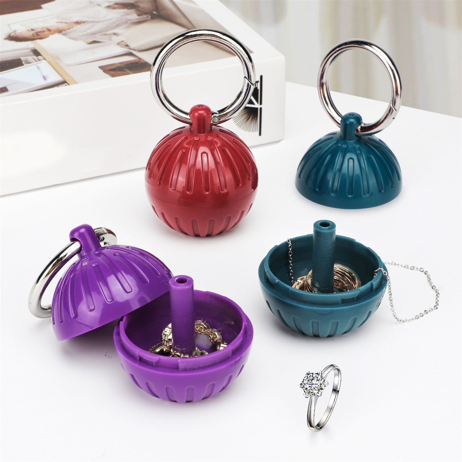 TOPRenddon Keychain Cute Festival Gift，Portable Ring Jewelry Storage ...