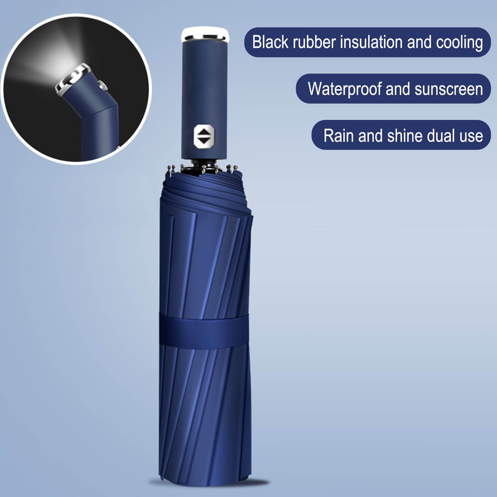 TOPRenddon LED Flashlight Umbrella with Automatic Blackout Coating and ...