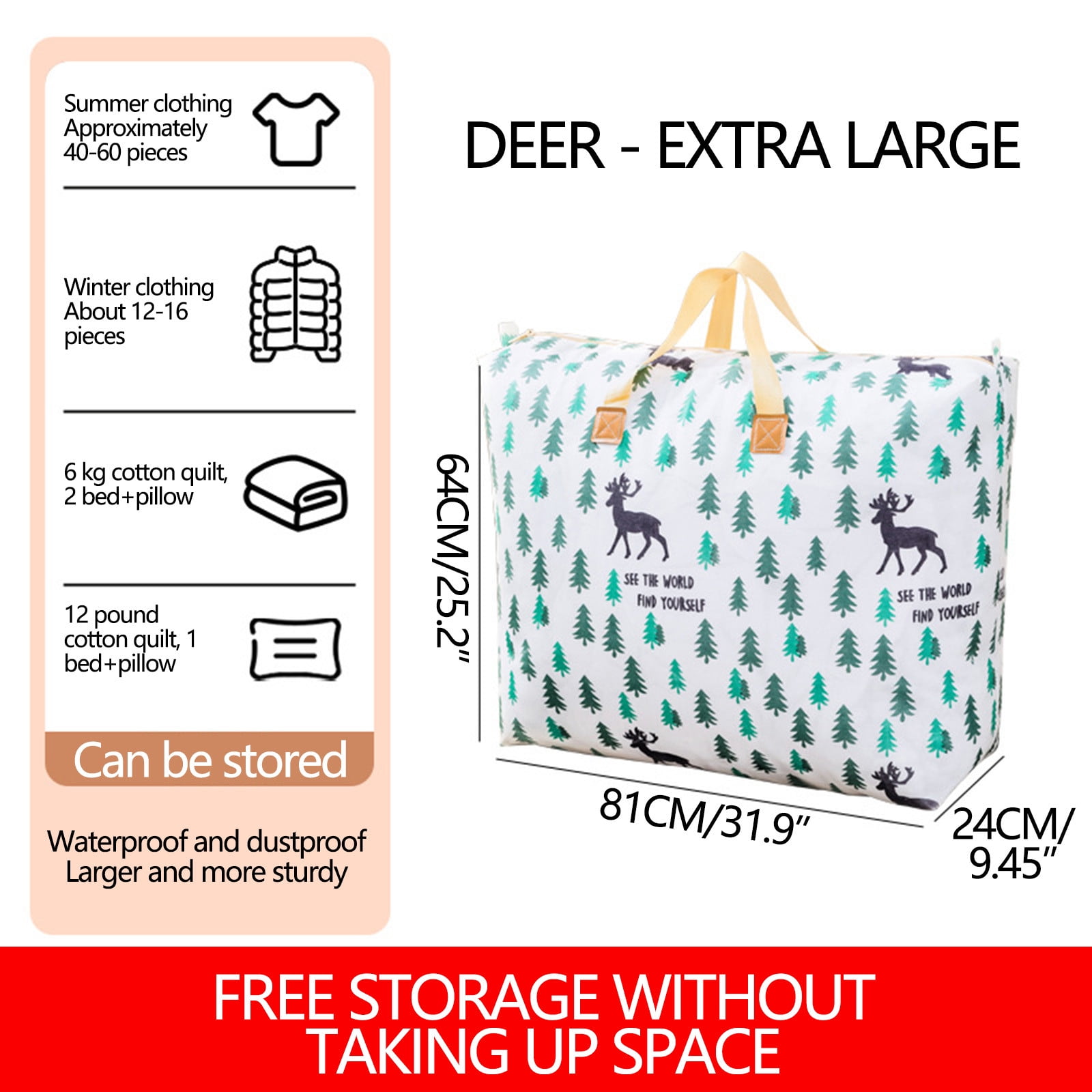 TOPRenddon Largecapacity Storage Bag With Handle Largecapacity Storage ...