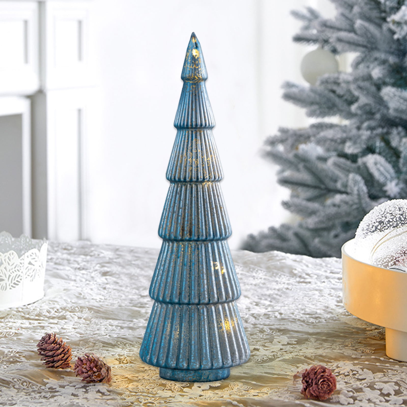 TOPRenddon Light Glass Christmas Cone Tree 10 Inch Mercury Glass ...
