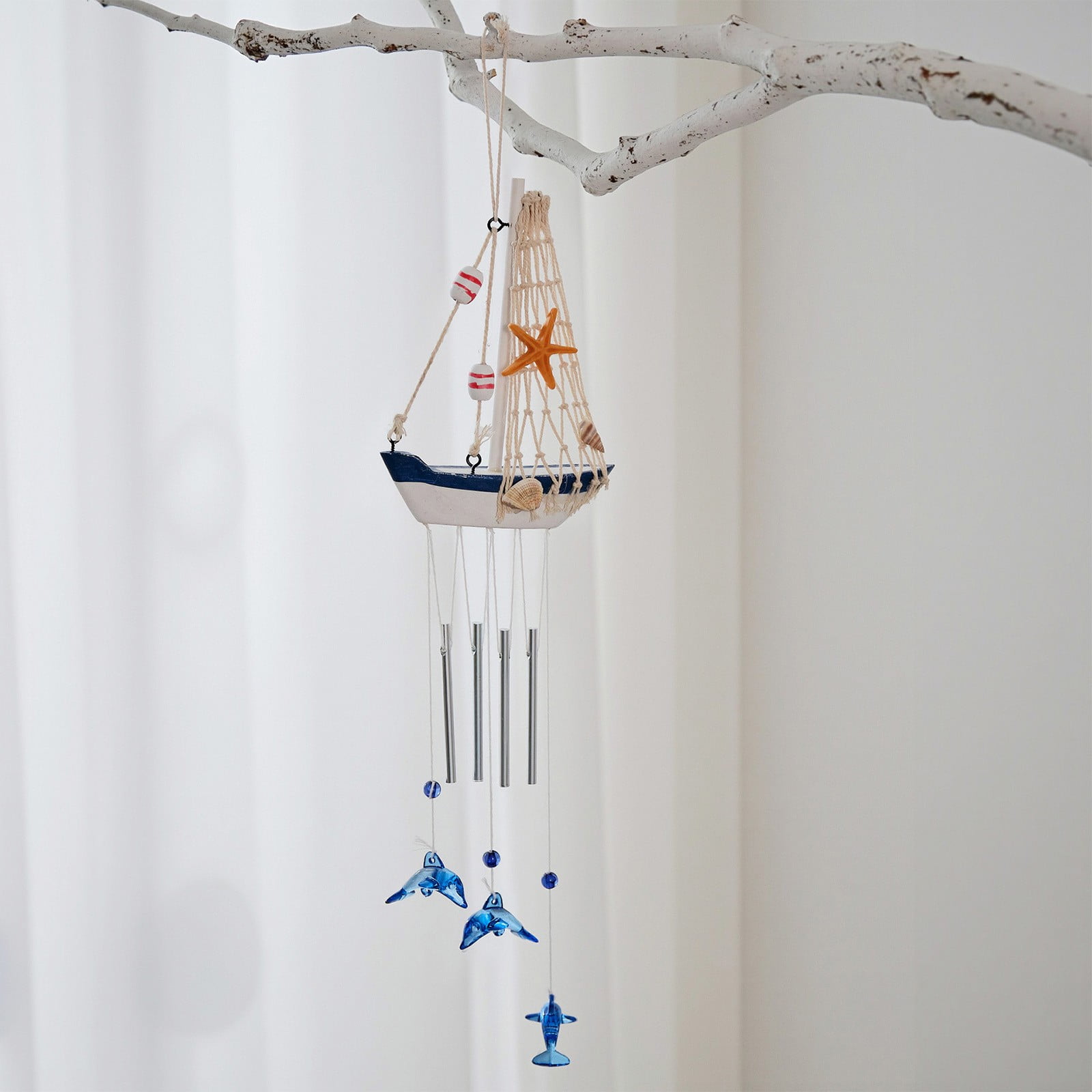TOPRenddon Mediterranean Sailboat Wind Chime Artisanal Floating Ship ...