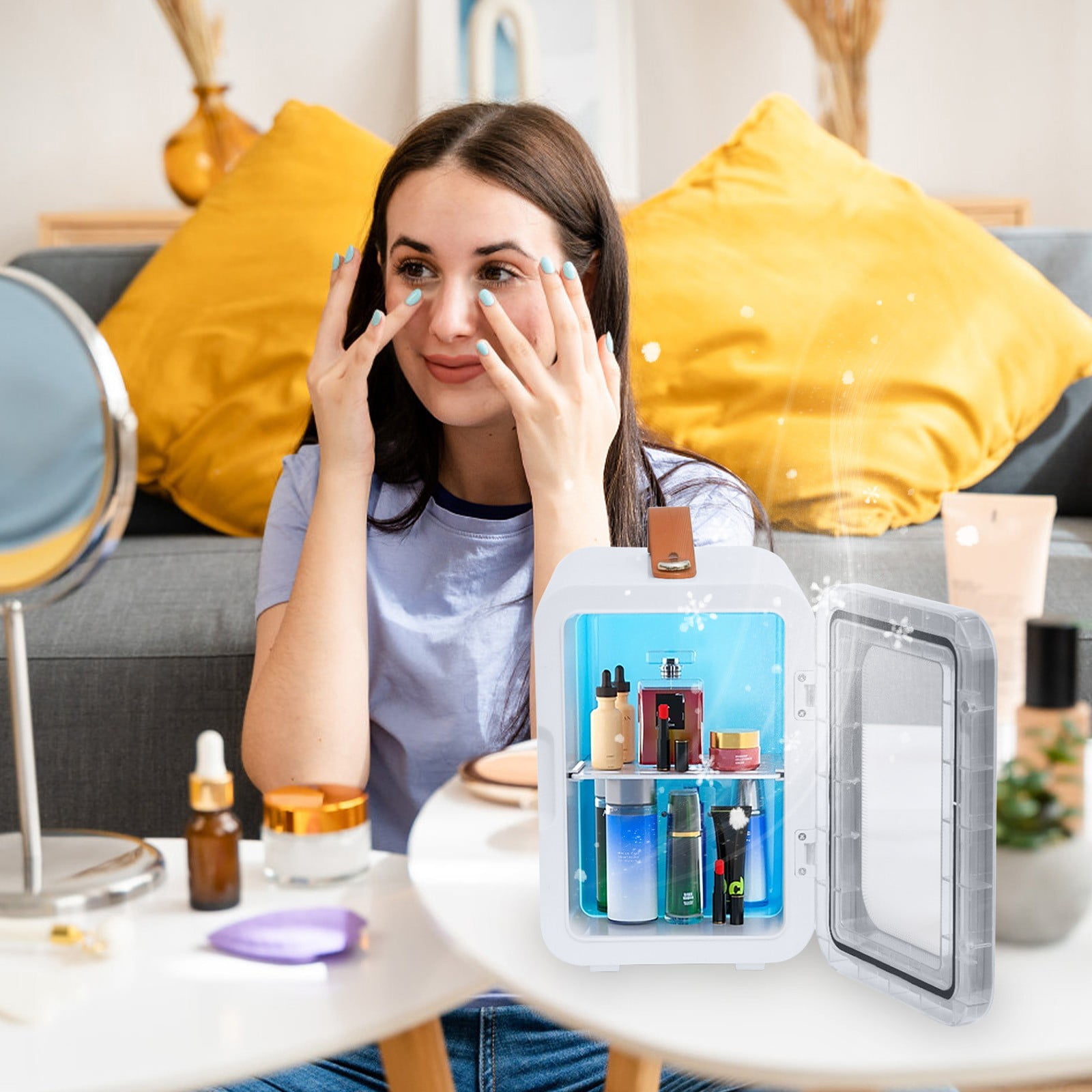 TOPRenddon Mini Fridge, 6 Liter/8 Cans for Bedroom, Office, Dorm & Car ...