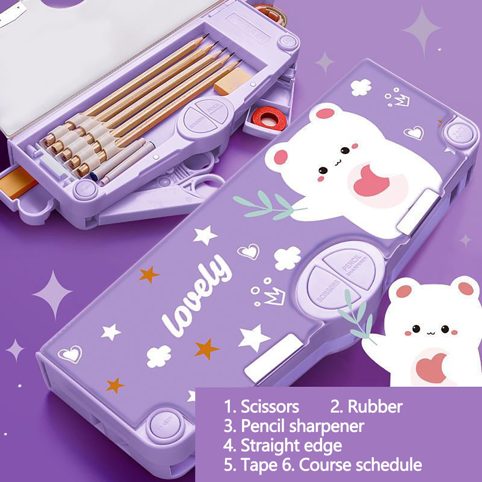 TOPRenddon Multifunction Pencil Case, Pencil Box with 2 Compartments ...