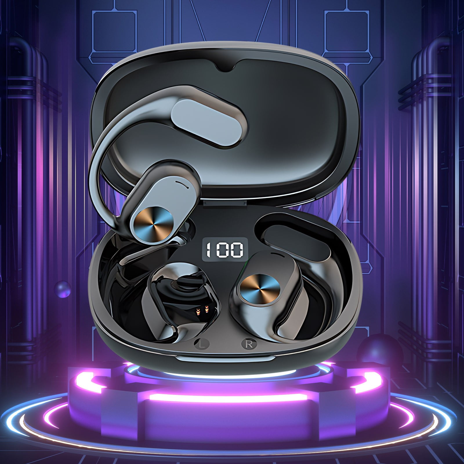 TOPRenddon Open Ear Clip Headphones, Wireless Earbuds Bluetooth 5.3 ...