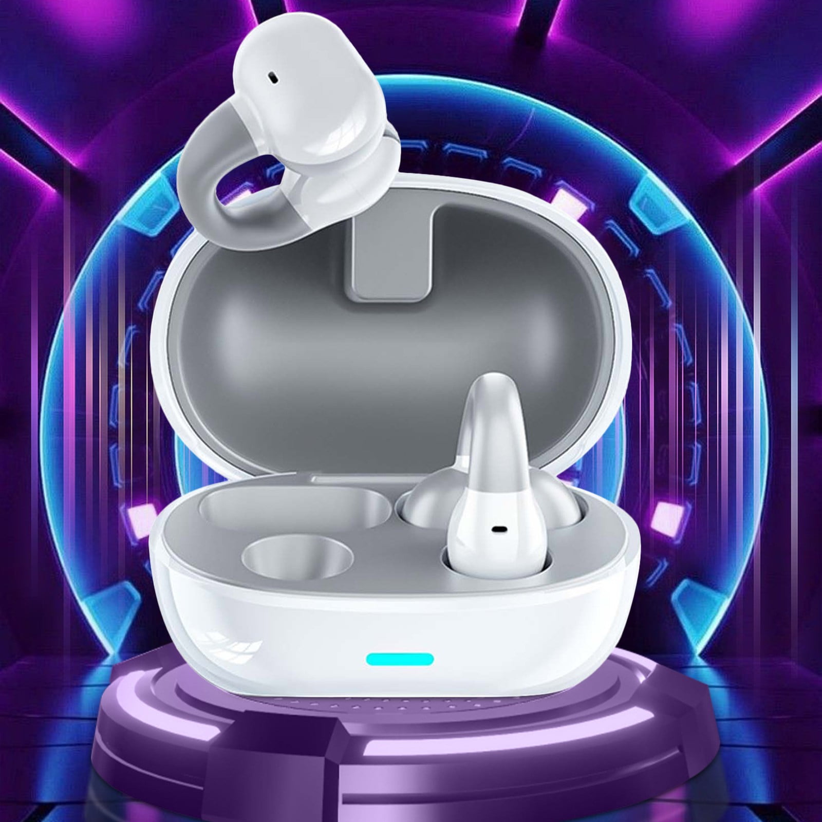 TOPRenddon Open Ear Headphones Clip On Mini Earbuds Bluetooth 5.3 ...