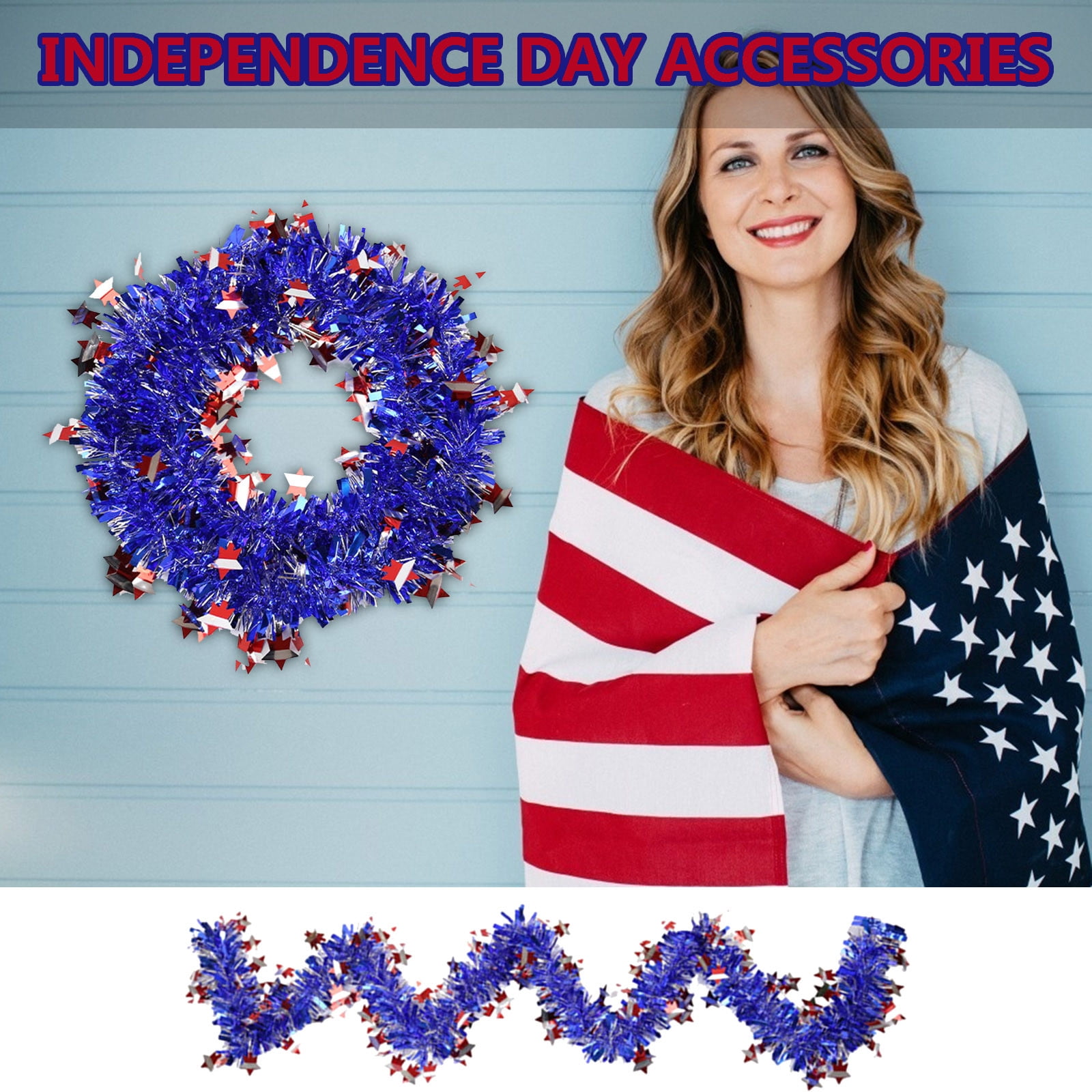 TOPRenddon Patriotic Memorial Day Wreaths for Front Door，Independence ...