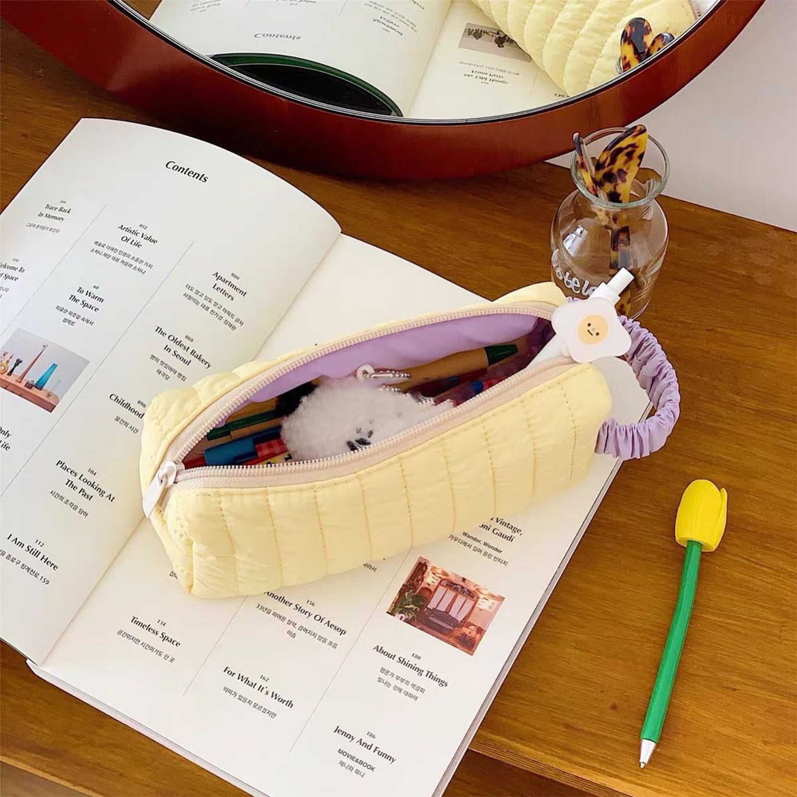 TOPRenddon Pen Case Simple Stationery Bag，Cute Fragrant Taro Cream Pen ...