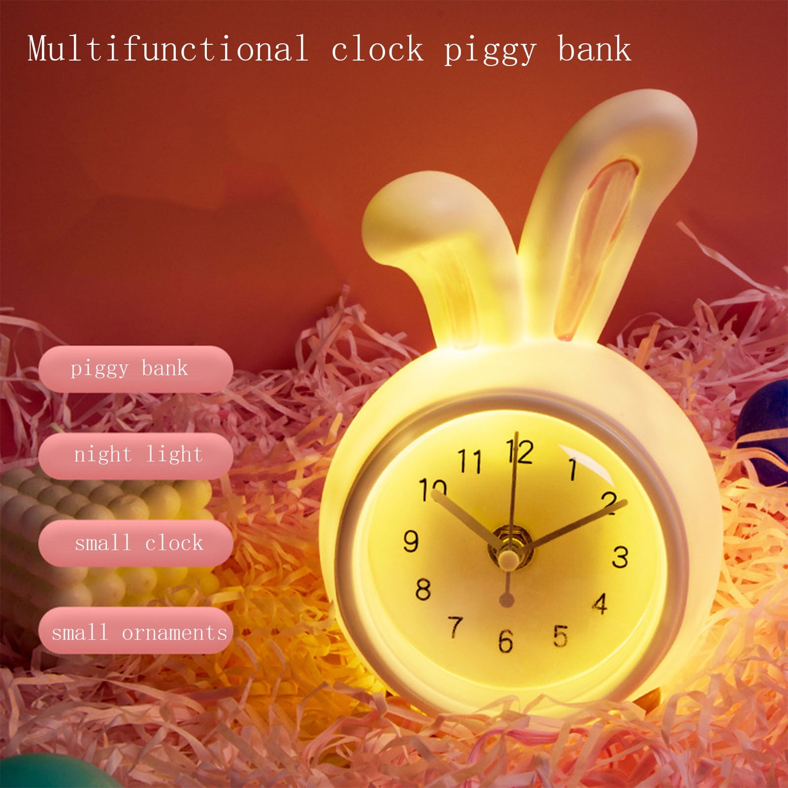 TOPRenddon Piggy Bank and Rabbit Night Light 2 in 1, Cute Kids Coin ...