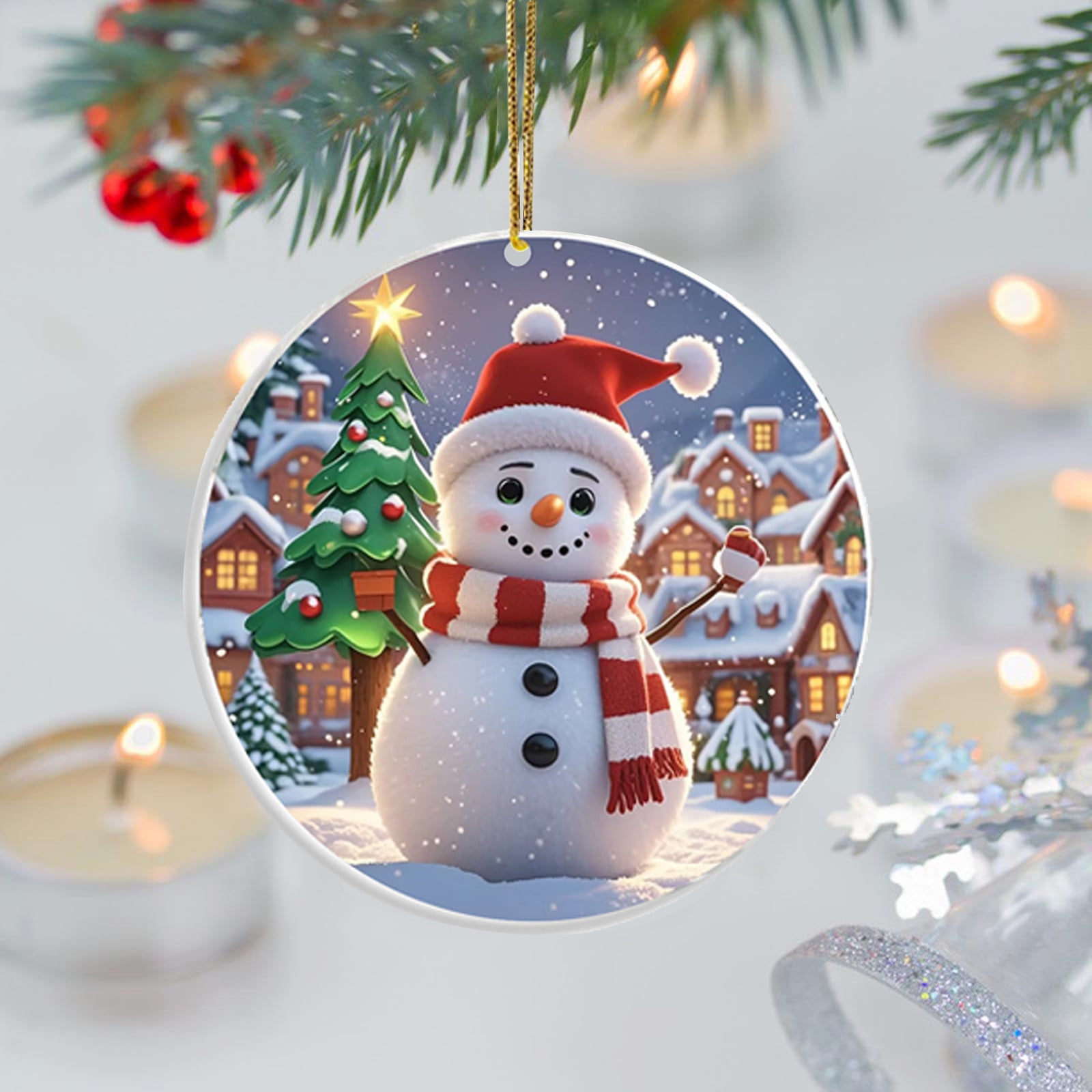 TOPRenddon Snowman Christmas Ornament, Winter Snowman Decorative ...