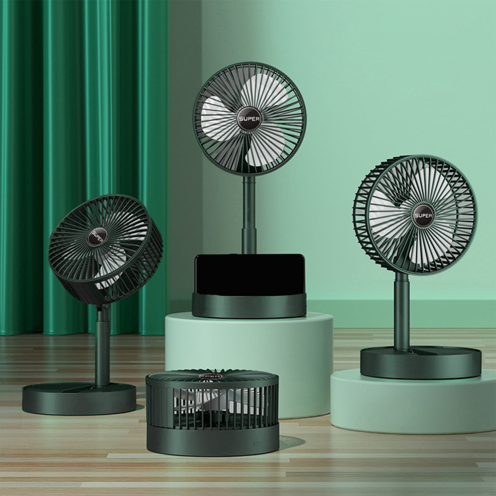 TOPRenddon Stand Fan,Folding Portable Telescopic Floor/USB Desk Fan ...