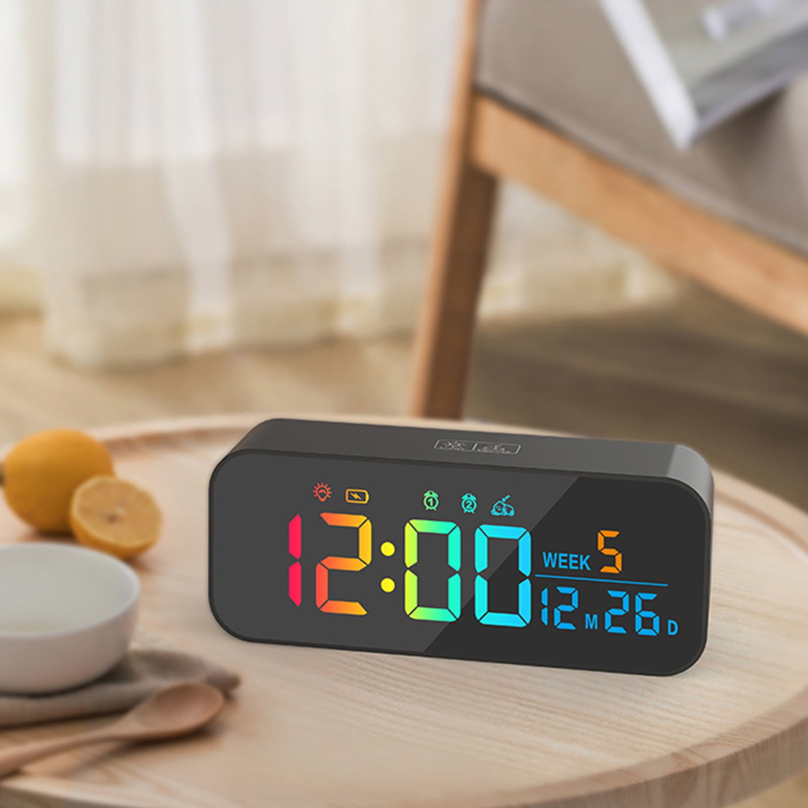 TOPRenddon White LED Stereo Digital Alarm Clock with Snooze, 12/24H ...