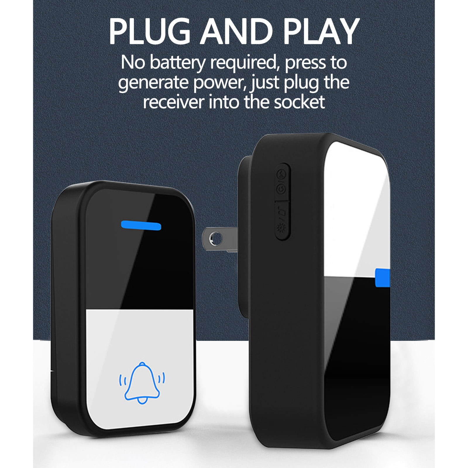 TOPRenddon Wireless Doorbell, Mini Waterproof Door Bell Chime Operating ...