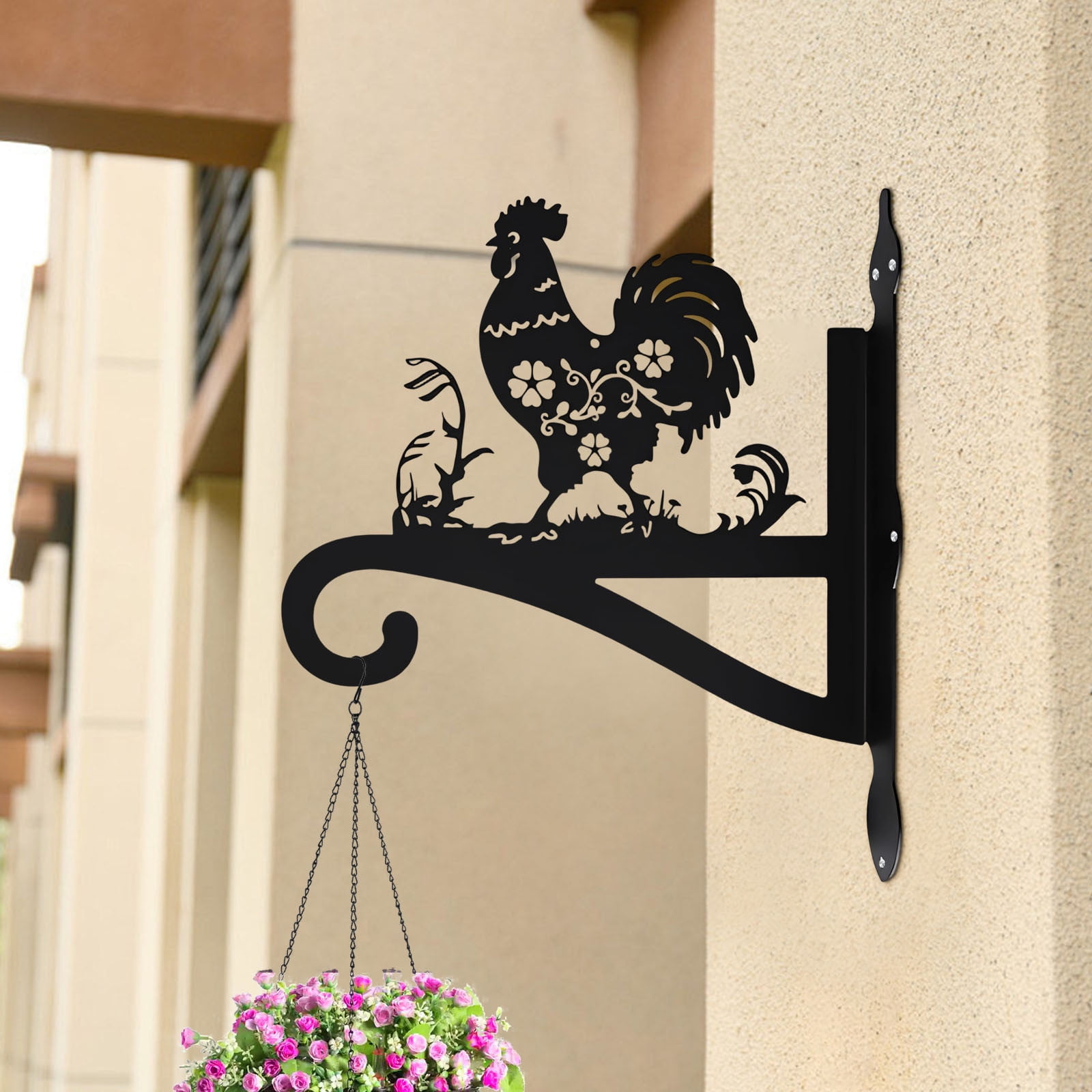 TOPRenddon Wrought Iron Hanging Basket Hook - Outdoor Plant Hanger ...