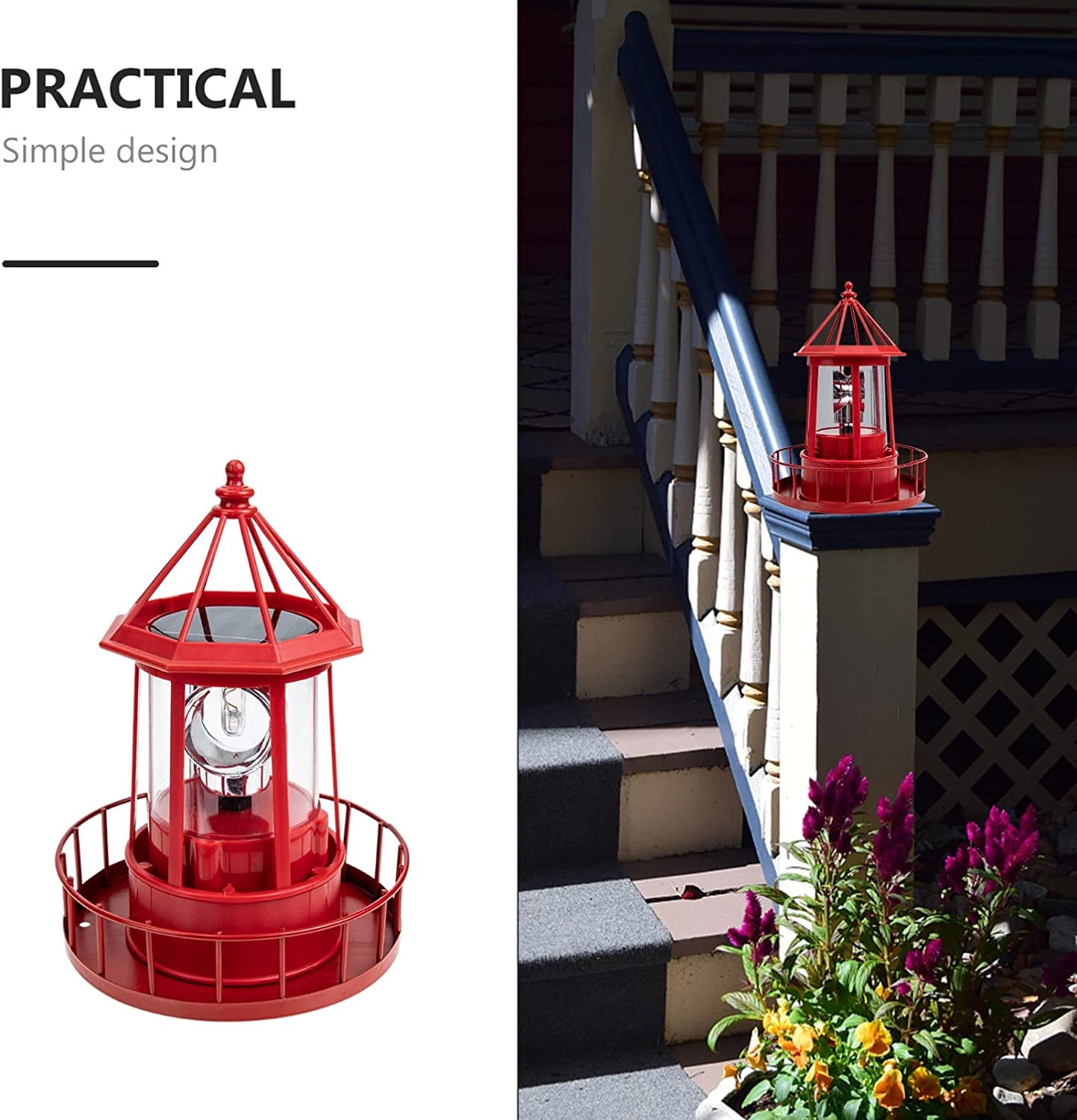 TOPRenddon Yard Decor,LED Solar Powered , 360 Degree Rotating Lamp ...