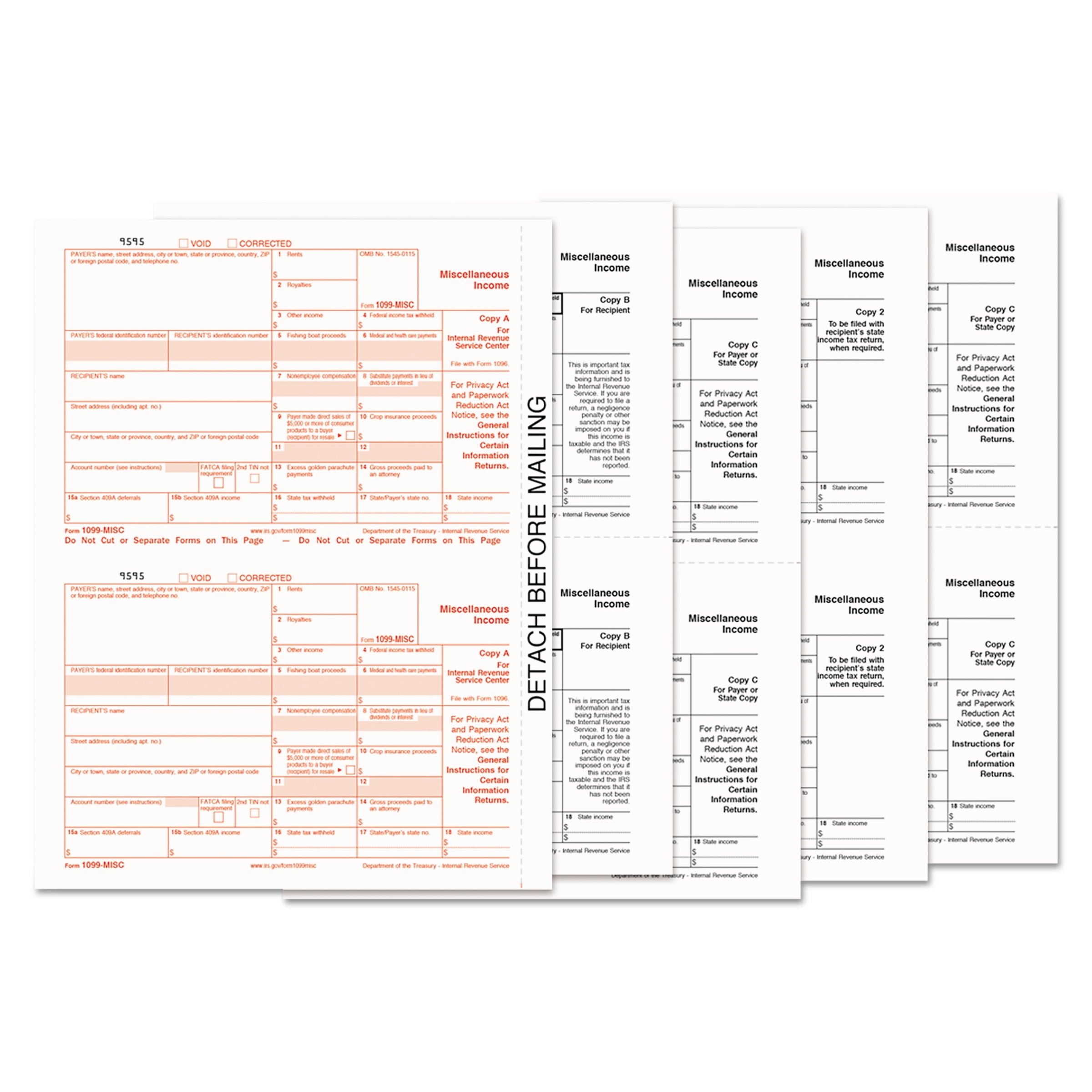 TOPS 1099-MISC Tax Forms, 5-Part, 5 1/2 x 8, Inkjet/Laser, 50 1099s & 1 ...