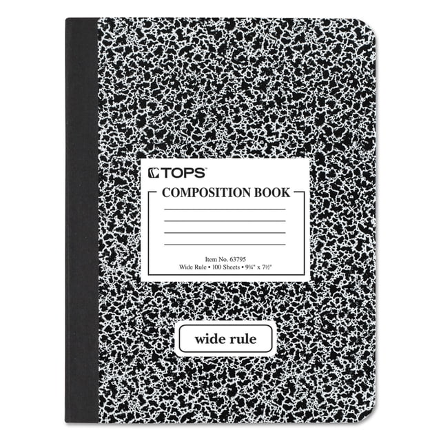 Oxford Composition Book, 9-3/4 x 7-1/2, Wide Rule, Black Marble, 100 ...