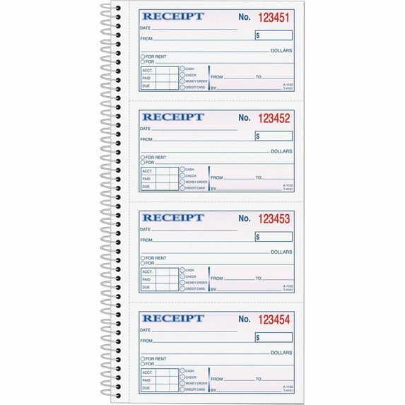 Tops, Carbonless Money Receipt Book, TOP4161, 200 Sets, Canary ...