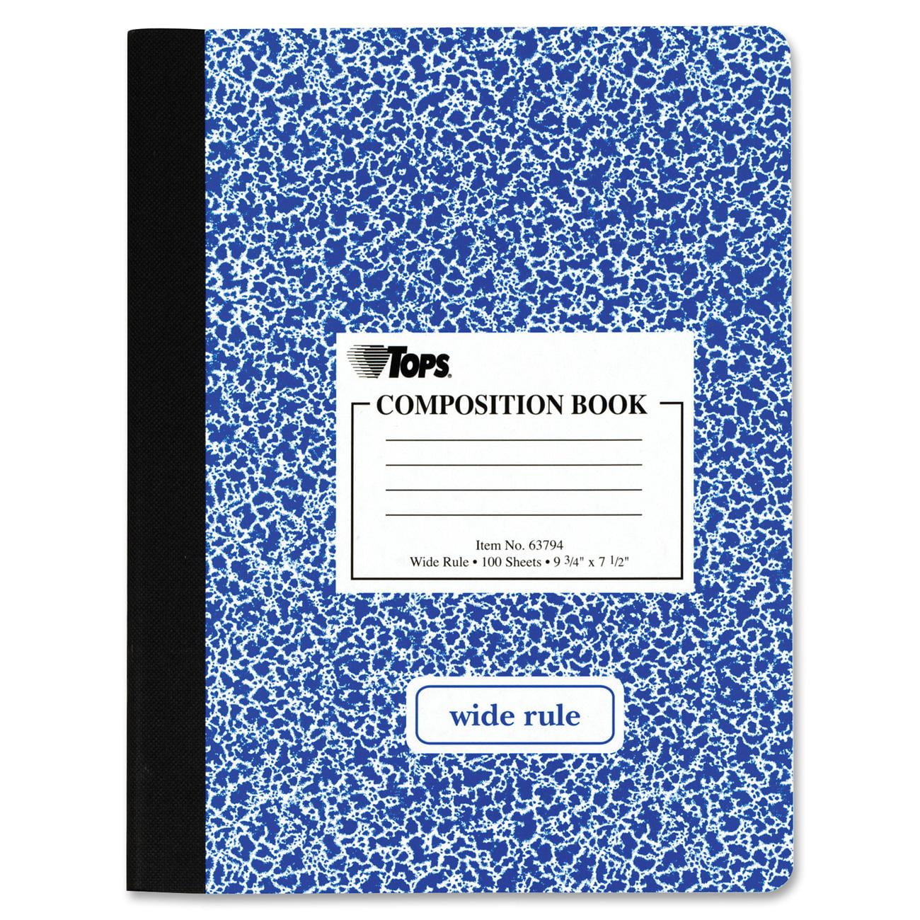 TOPS Composition Book w/Hard Cover, Legal/Wide, 9 3/4 x 7 1/2, White ...