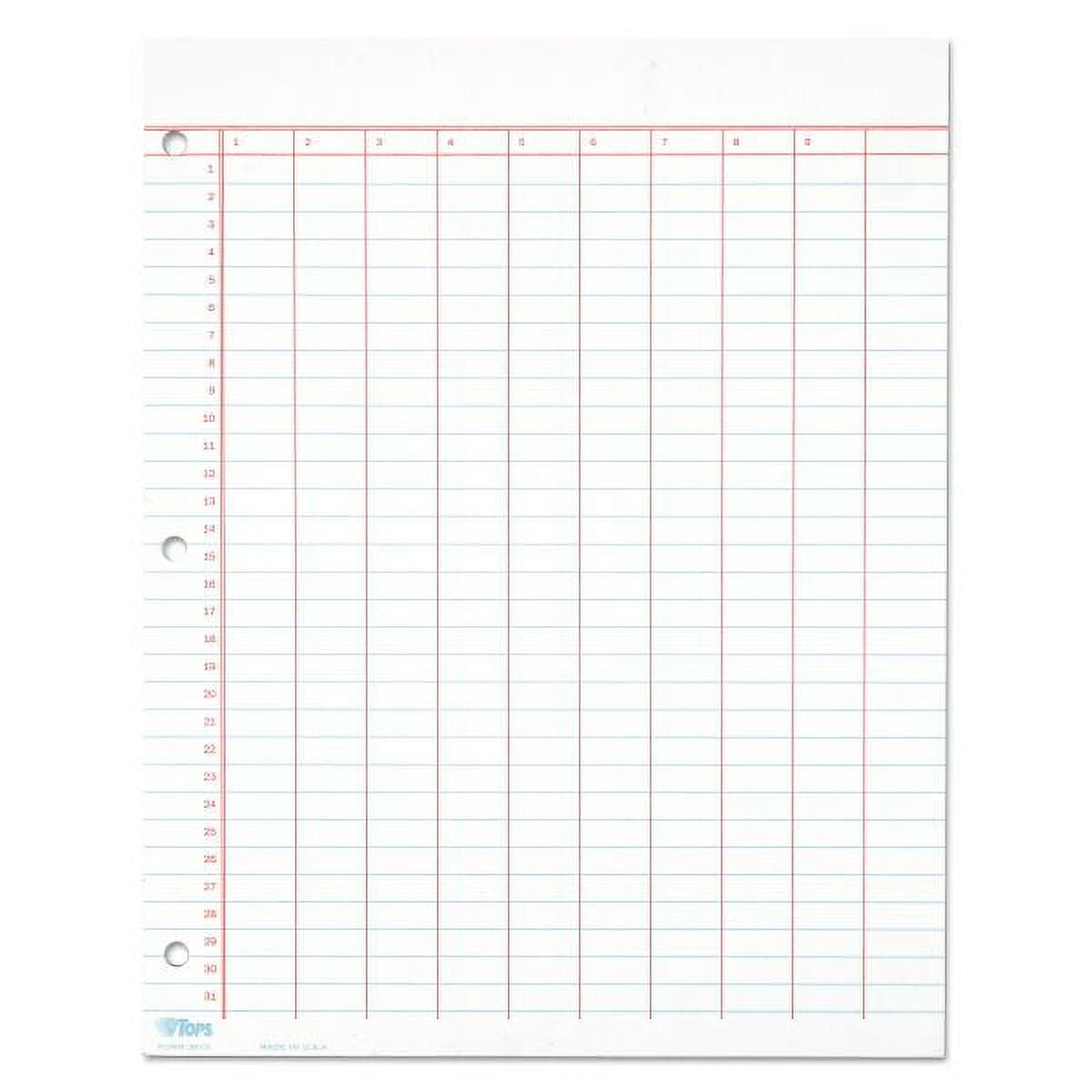 TOPS Data Pad with Numbered Column Headings, Data Chart Format, Wide ...