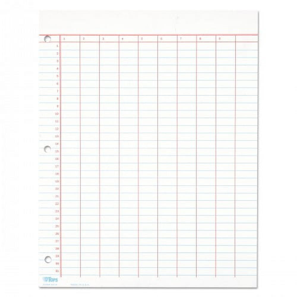 TOPS Data Pad with Numbered Column Headings, Data/Lab-Record Format ...