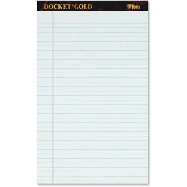 TOPS Docket Gold Legal Rule White Writing Tablet - Walmart.com