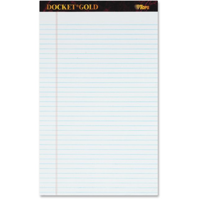 TOPS Docket Gold Legal Rule White Writing Tablet - Walmart.com