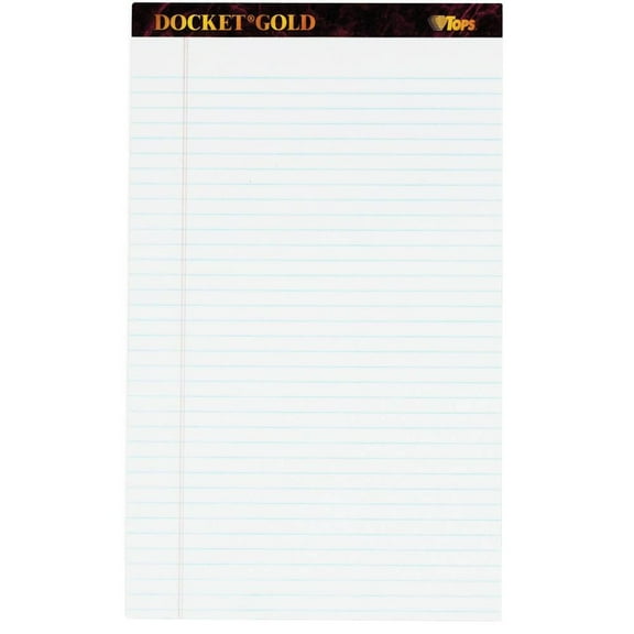 TOPS Docket Gold Lined Paper Writing Pads, 8-1/2 x 11-3/4, Legal Rule ...