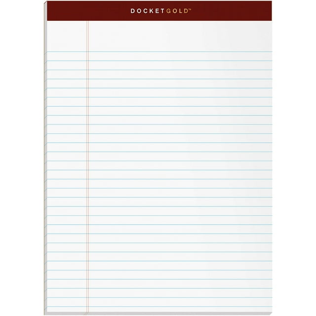 TOPS Docket Gold Lined Paper Writing Pads, 8-1/2 x 11-3/4, Legal Rule ...