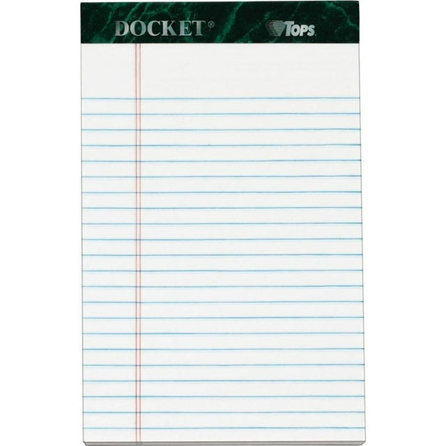 TOPS Docket Letr - Trim White Legal Pads - Jr.Legal - 50 Sheets ...