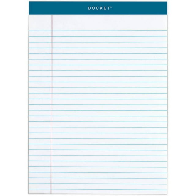 TOPS Docket Legal Letter Size Lined Pads, 8 1/2 x 11 3/4, White, 50 ...