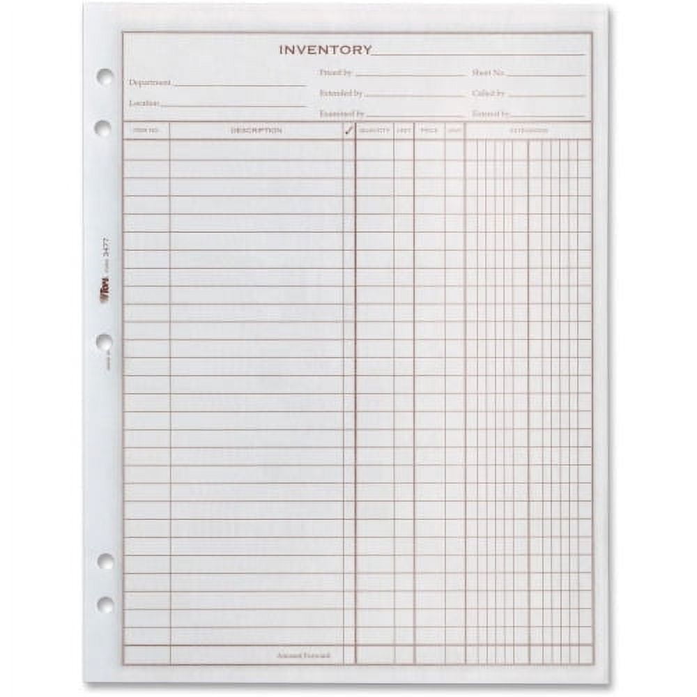 TOPS Easy Use Inventory Sheets 100 Sheet(s) - 1 Part - 8 1/2" x 11 ...