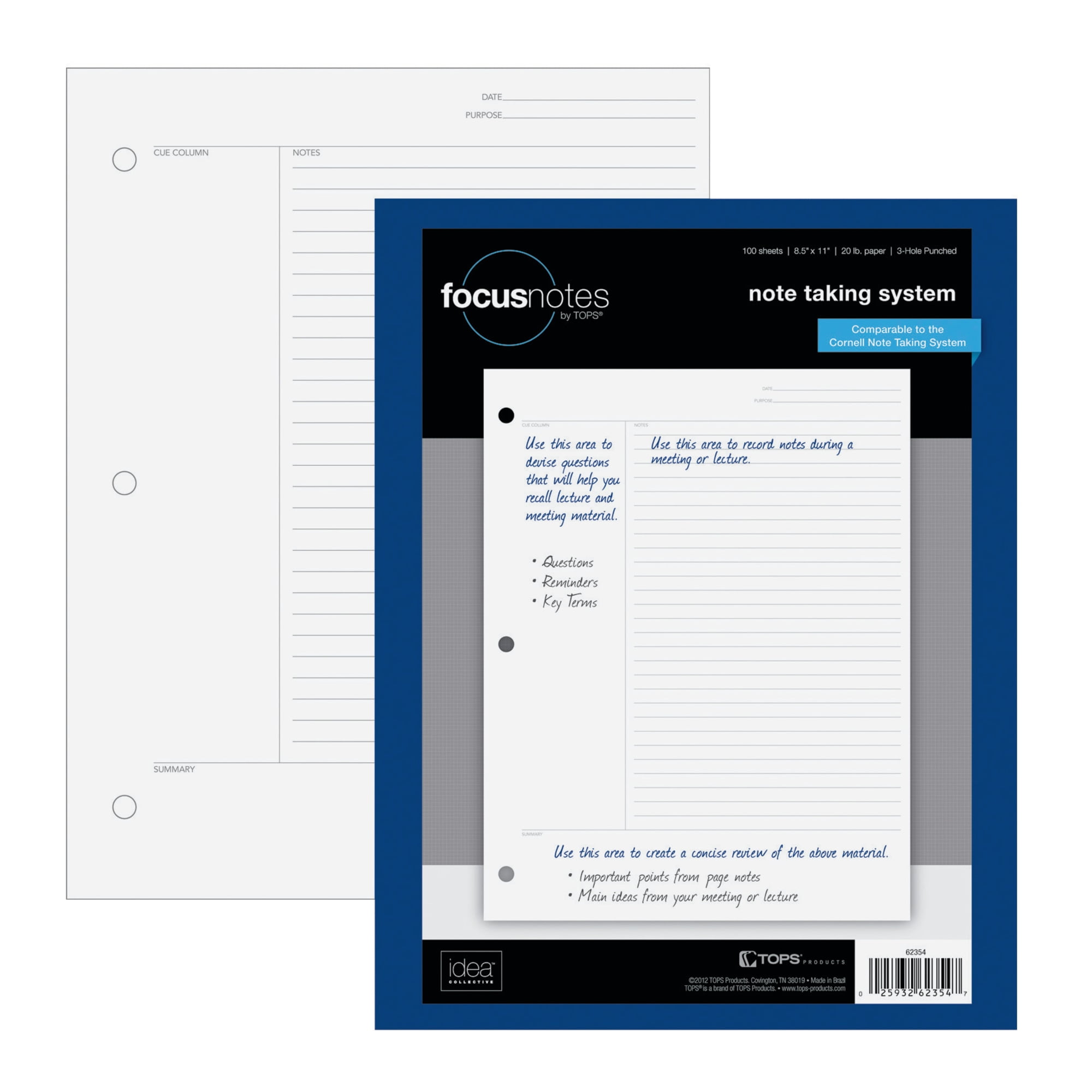 TOPS™ FocusNotes Filler Paper, 8 1/2" x 11", 20 Lb, White, Pack Of 100 ...