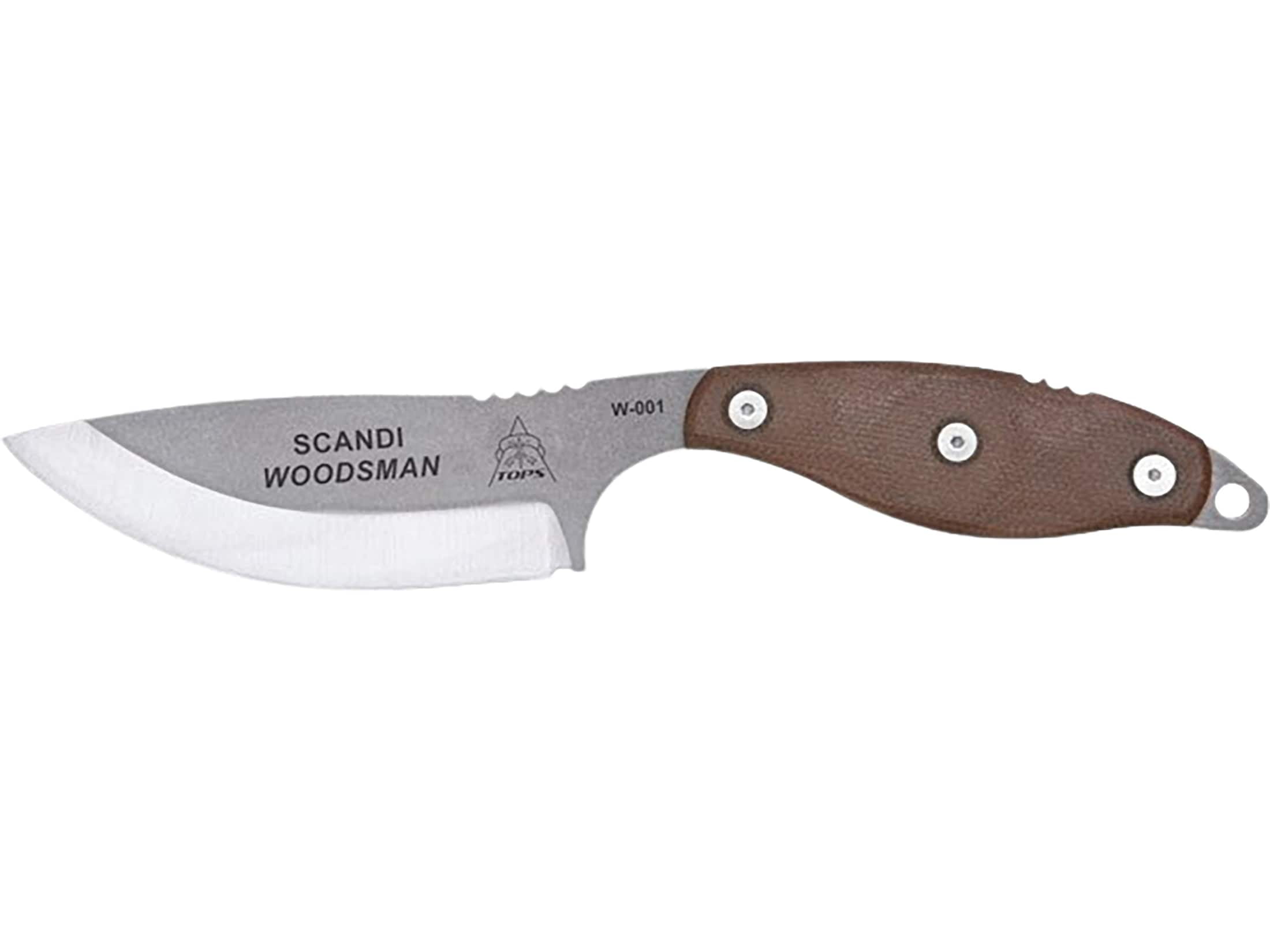 TOPS Knives Scandi Woodsman Fixed Blade Knife 3.5" Drop Point 1095 ...