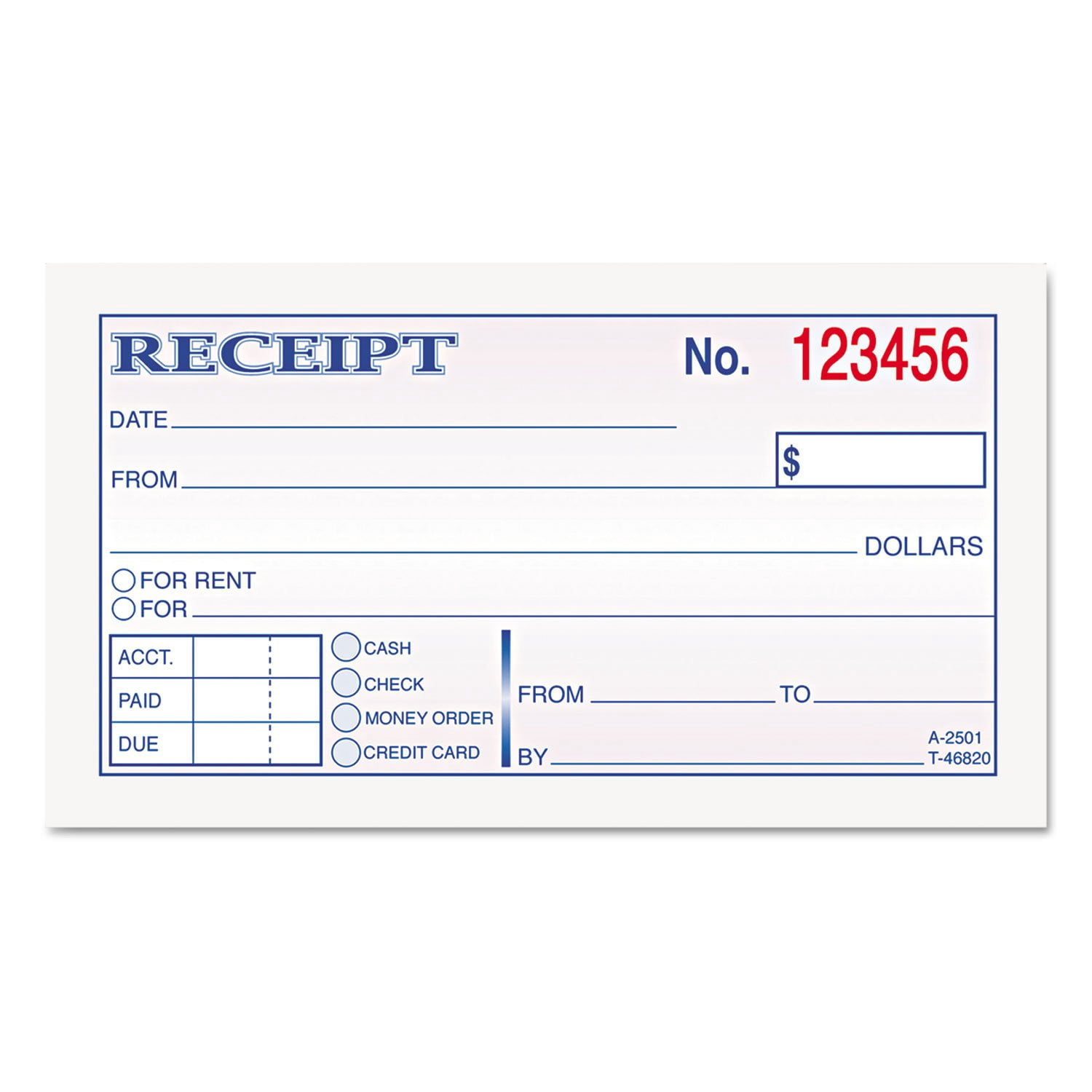 TOPS Money Receipt Book, 2-Part, Carbonless, 2 5/8 x 5 3/8 Inches, 50 ...