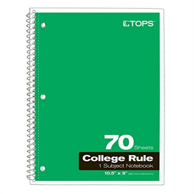 Tops Oxford 1 Subject Notebooks 8 X 10 1 2 College Rule 70 Sheets 6