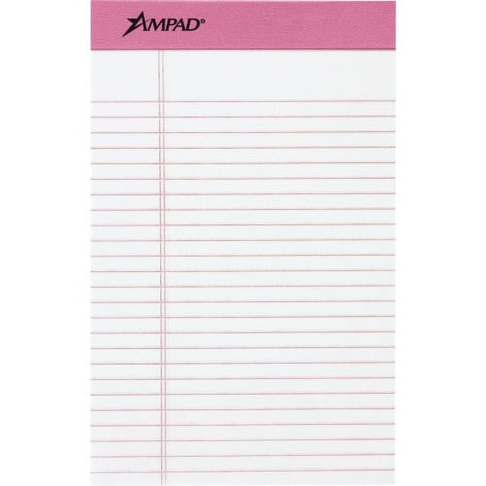 TOPS Pink Binding Writing Pads 50 Sheets - 0.28" Ruled Pink Margin - 20 ...