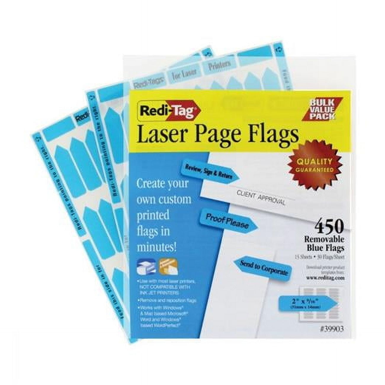 TOPS Products B39903 2 x 0.56 in. Redi-Tag Printable Arrow Flags, Blue ...
