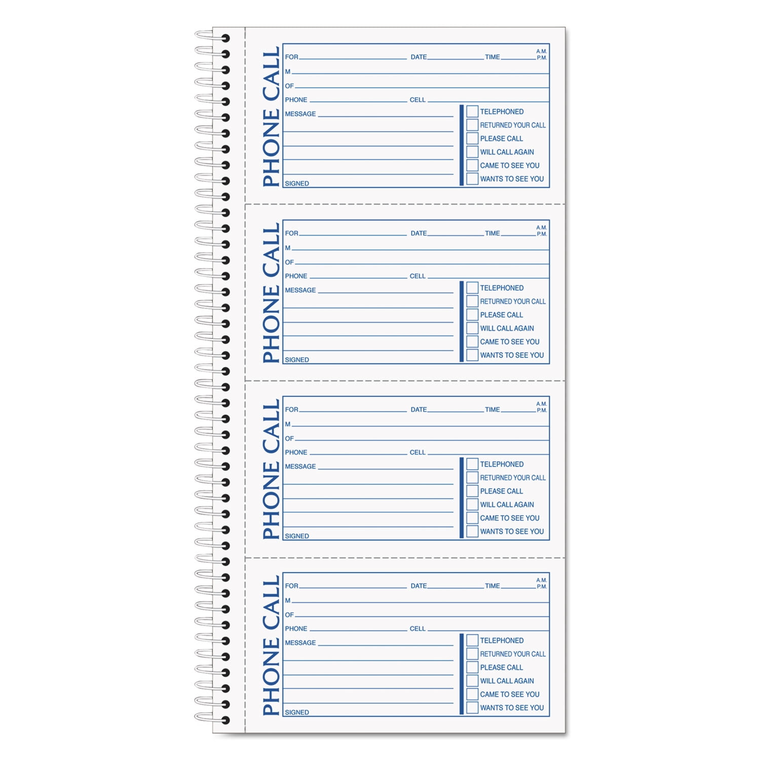 TOPS Products Spiralbound Message Book, 2 3/4" x 5", Two-Part ...