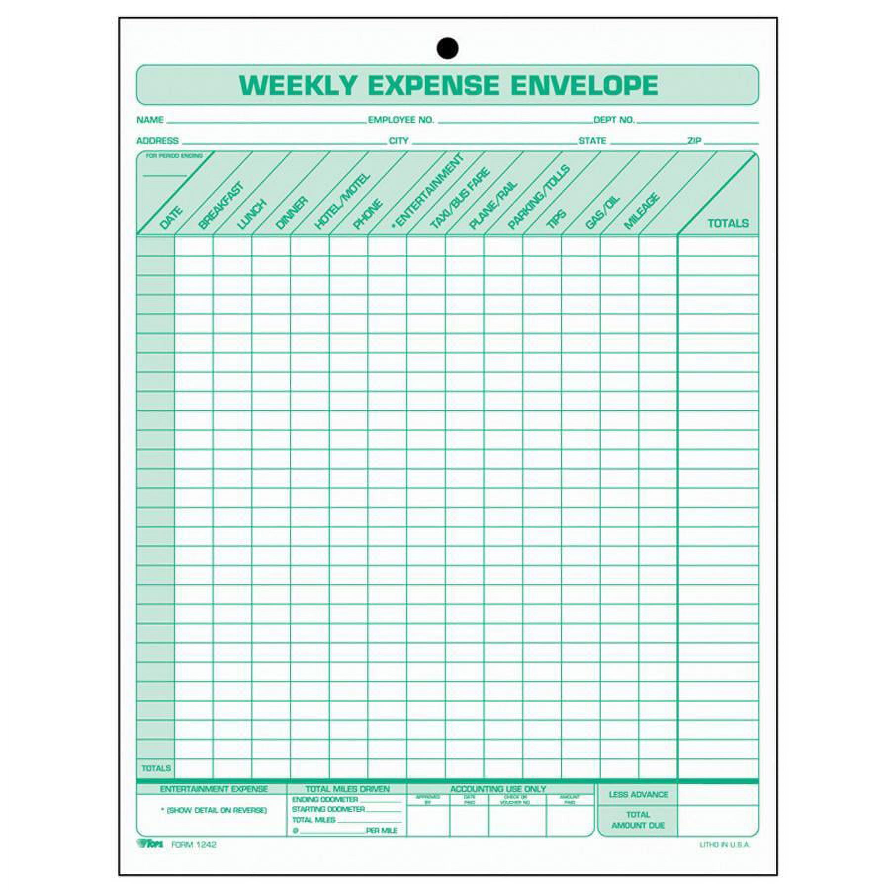 TOPS, TOP1242, Weekly Expense Envelopes, 20 / Pack - Walmart.com