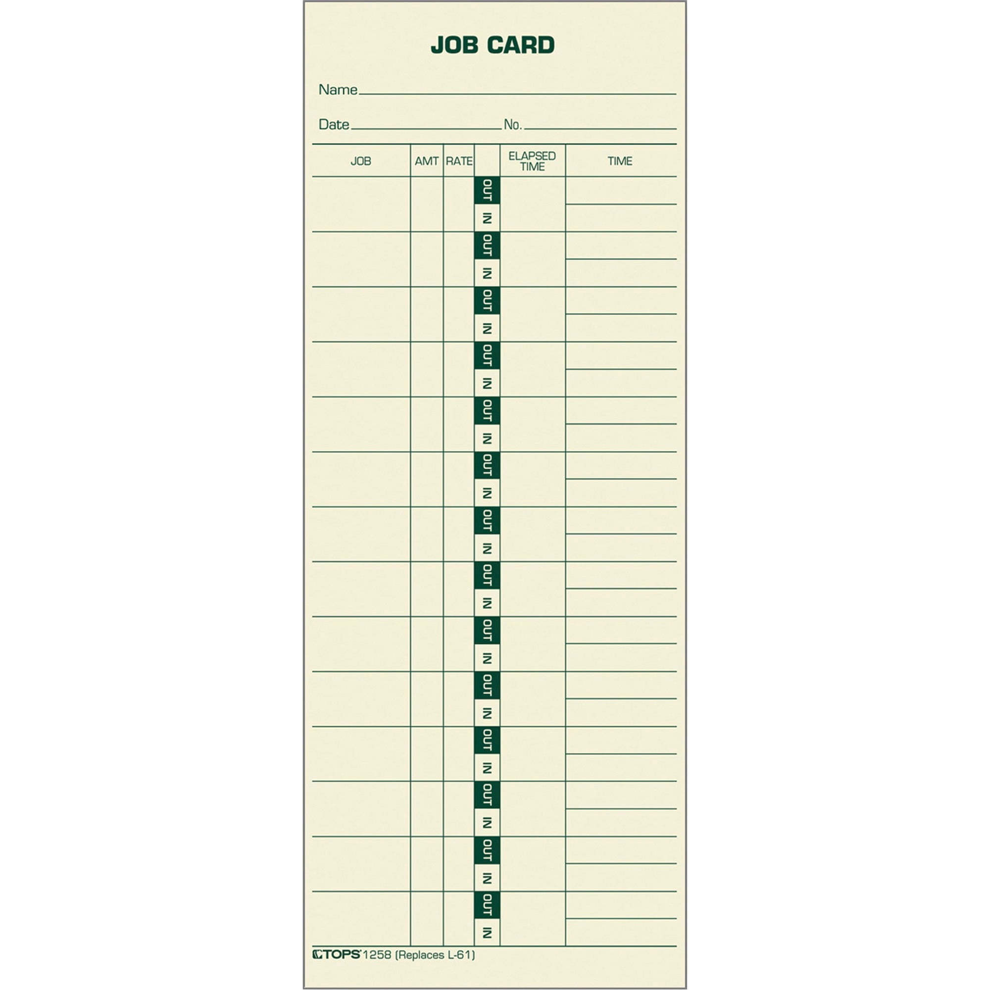 TOPS Job Card for Cincinnati/Lathem/Simplex, 1 Side, 3 1/2 x 9, 500/Box ...