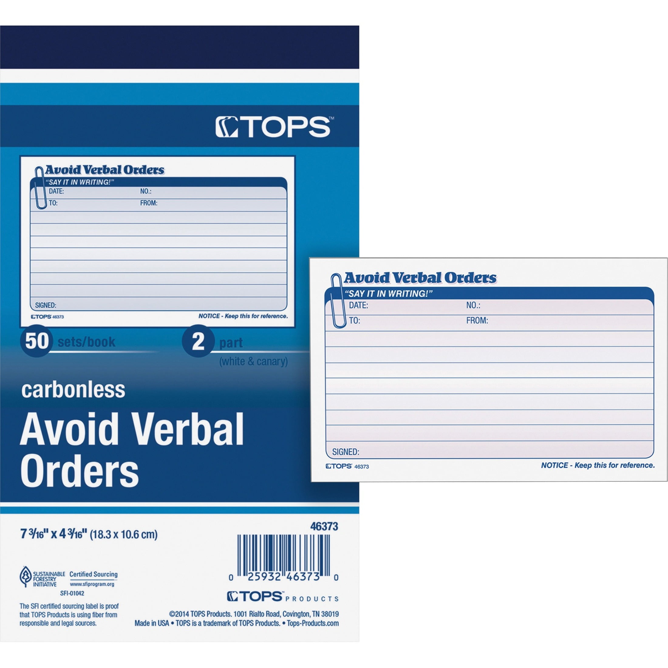 TOPS, TOP46373, Avoid Verbal Orders Book, 1 Each, White - Walmart.com