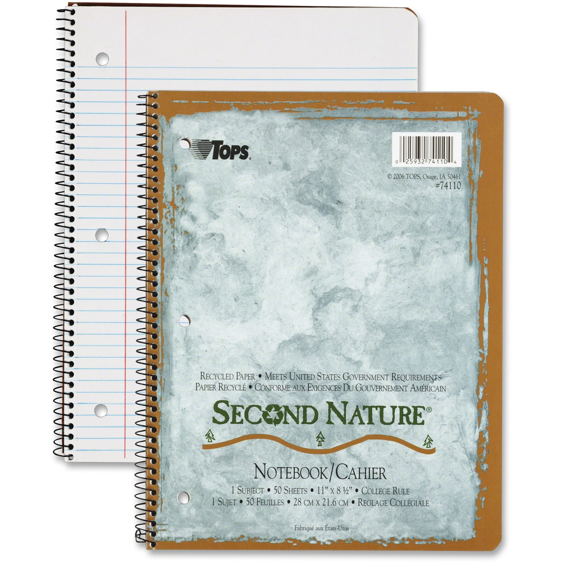 TOPS, TOP74110, College - ruled Second Nature Notebook - Letter, 1 Each ...
